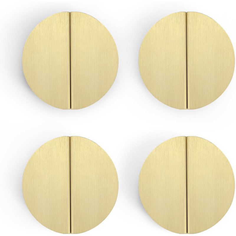 Amzico Gold Half Moon Cabinet Pulls, 8 Pack Brushed Brass Semicircle Knobs For Furniture Doors ...